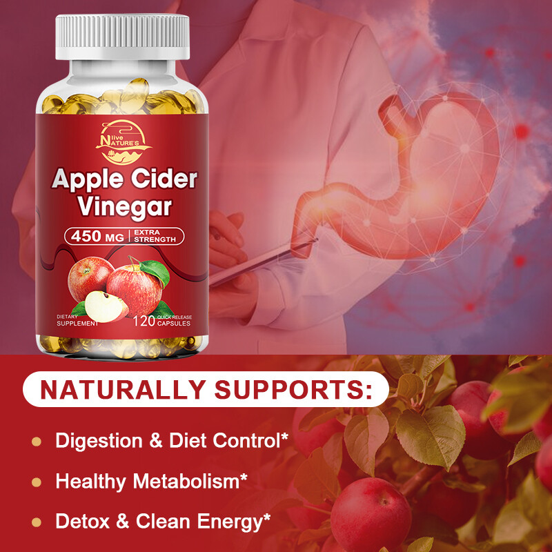 Apple Cider Vinegar Capsules Maximum Immune Strength ACV Supplement 120 ...