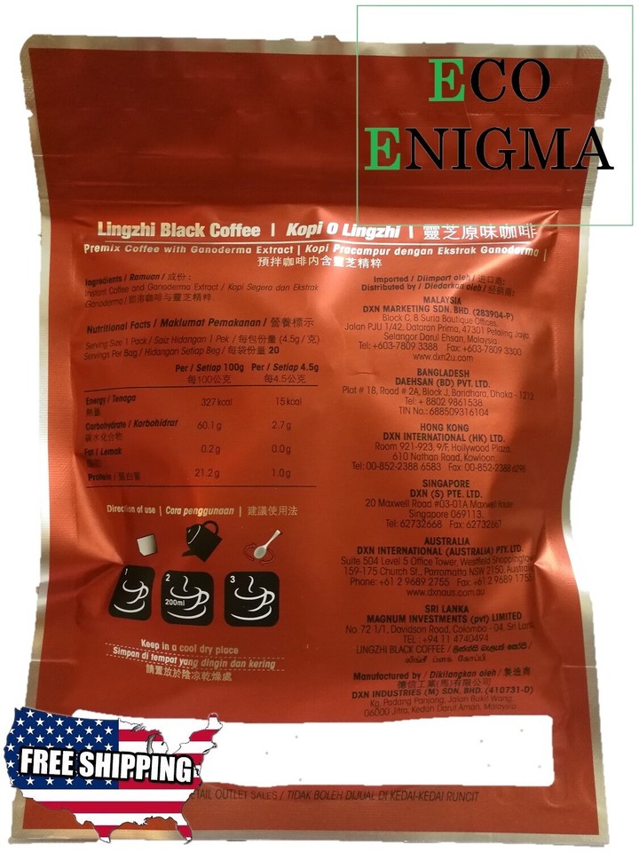 10 DXN Lingzhi Coffee Black Coffee New Gourmet Ganoderma Lucidium Exp ...