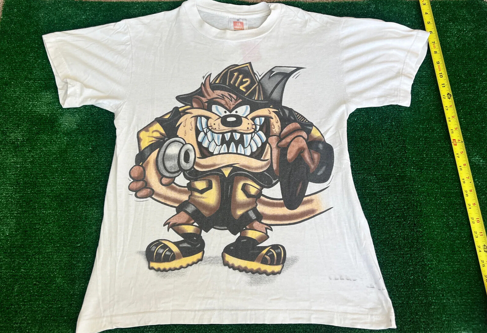 Vintage Taz Firefighter Looney Tunes T-Shirt Size M D… - Gem