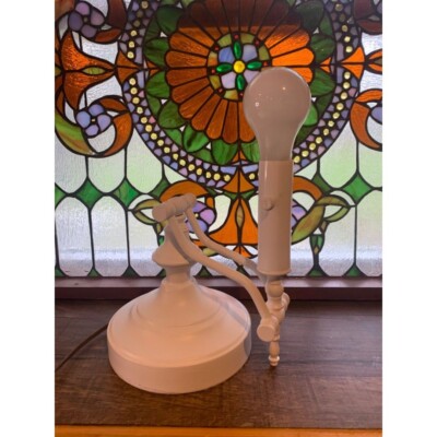 Vintage Painted White Hinged Tabletop Lamp Light Adjustable | eBay