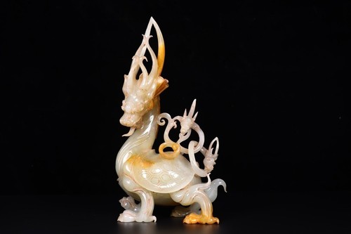 Old Han Dynasty Natural Hetian Jade Dragon Turtle Dragon Beast Statue ...