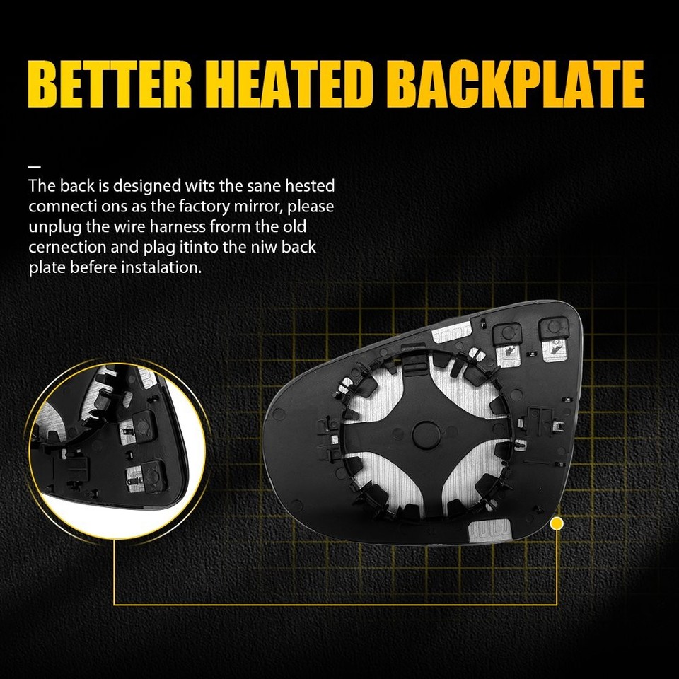 Passenger Mirror Glass Heated for 2010-14 Volkswagen Golf Base TDI ...