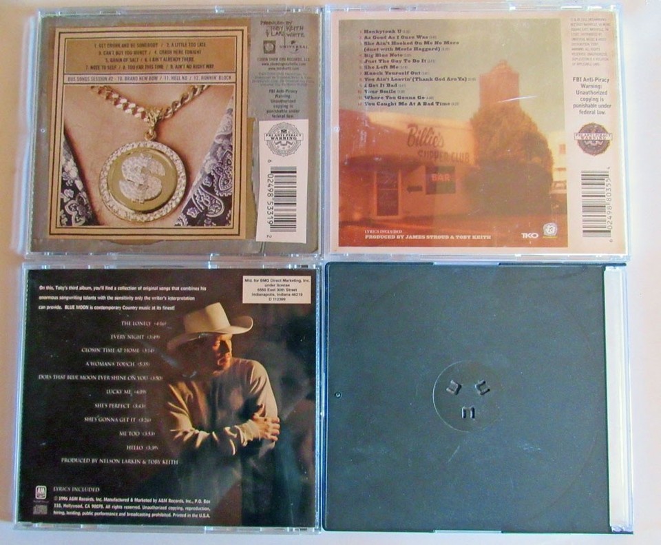 Toby Keith CD Lot of 4, Blue Moon, Honkytonk U, White Trash w ...