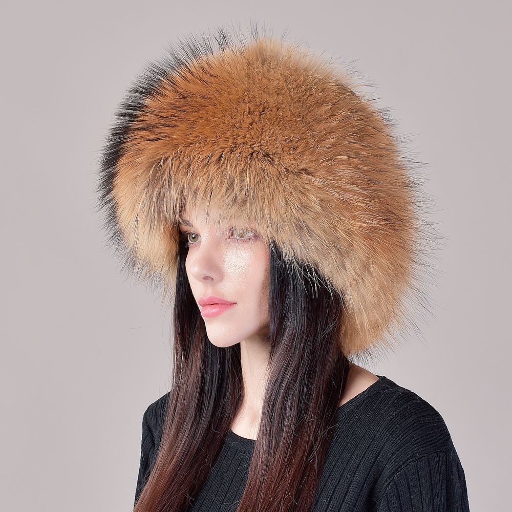 Women Winter Real Fox Fur Hat Russian Ear Cap Ushanka Cossack Ski ...