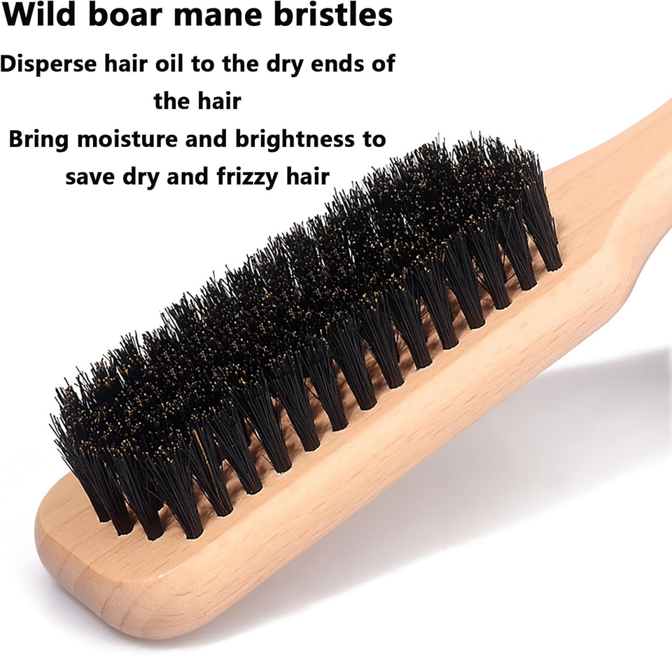 Slick Back Hair Brush,Wild Boar Bristle Smoothing Brush for Hair ...