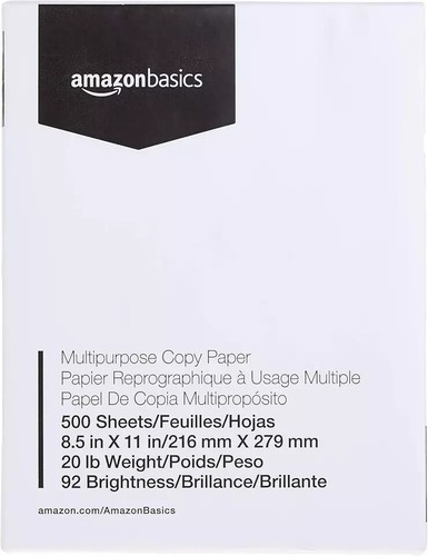 Amazon Basics Multipurpose Copy Printer Paper, 8.5 X 11 Inches, 20 Lb ...