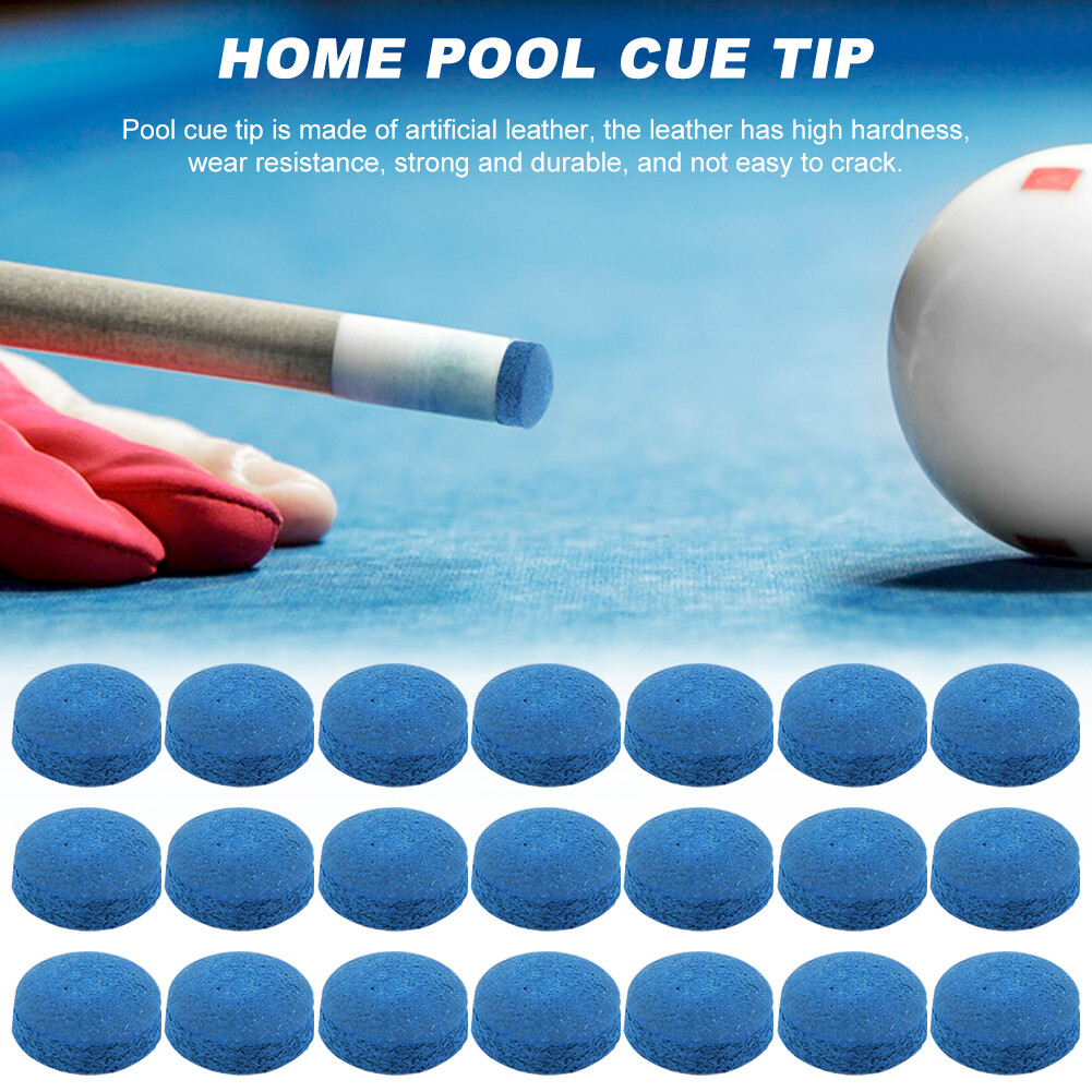 50pcs Round 10mm Billiard Snooker Artificial Leather Pool Cue Tip Club ...