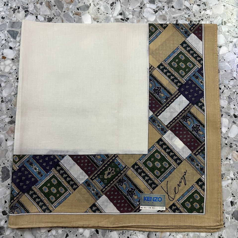 MAN HANDKERCHIEF COTTON JAPAN ART GEOMETRICS BEIGE GREEN PURPLE POCKET ...