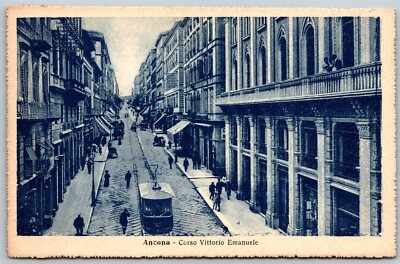 Vtg Ancona Italy Corso Vittorio Emanuele Street View Trolley 1910s ...