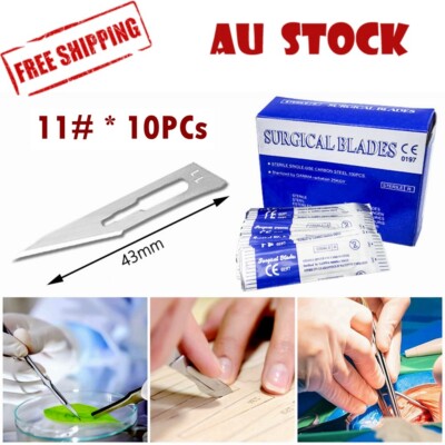 10x Surgical Scalpel Blade #11 Stainless Carbon Steel Sterile Blades ...