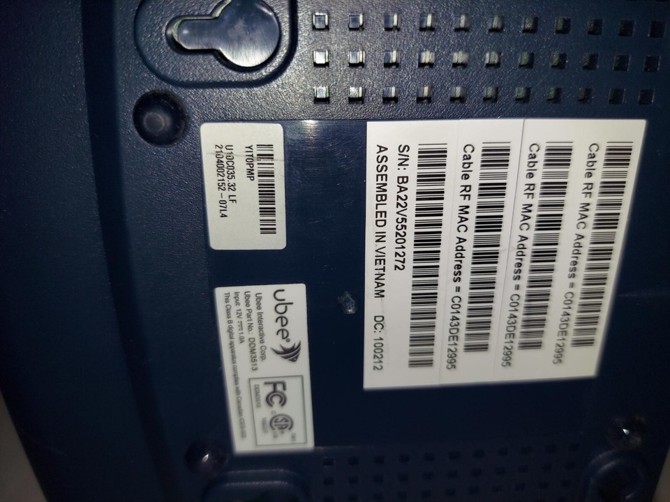 Ubee D3.0 Ethernet Modem Model U10C035 1000BaseT - 61520 | eBay