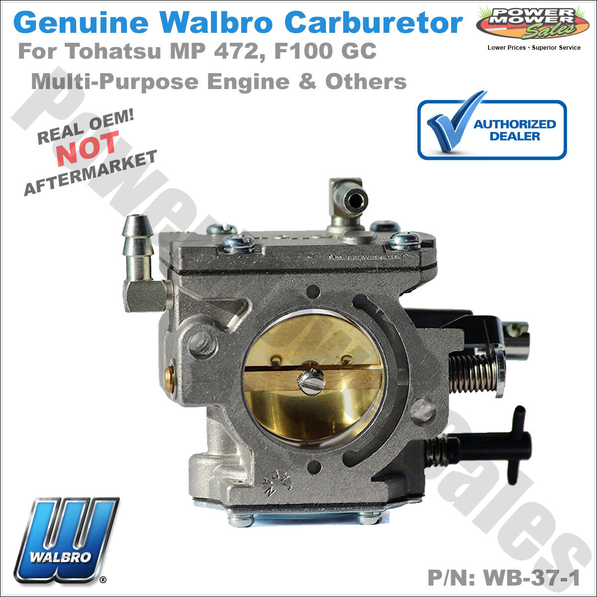 Walbro Carburetor WB-37-1 Tohatsu Multi-Purpose Engines MP 472, F100 GC ...