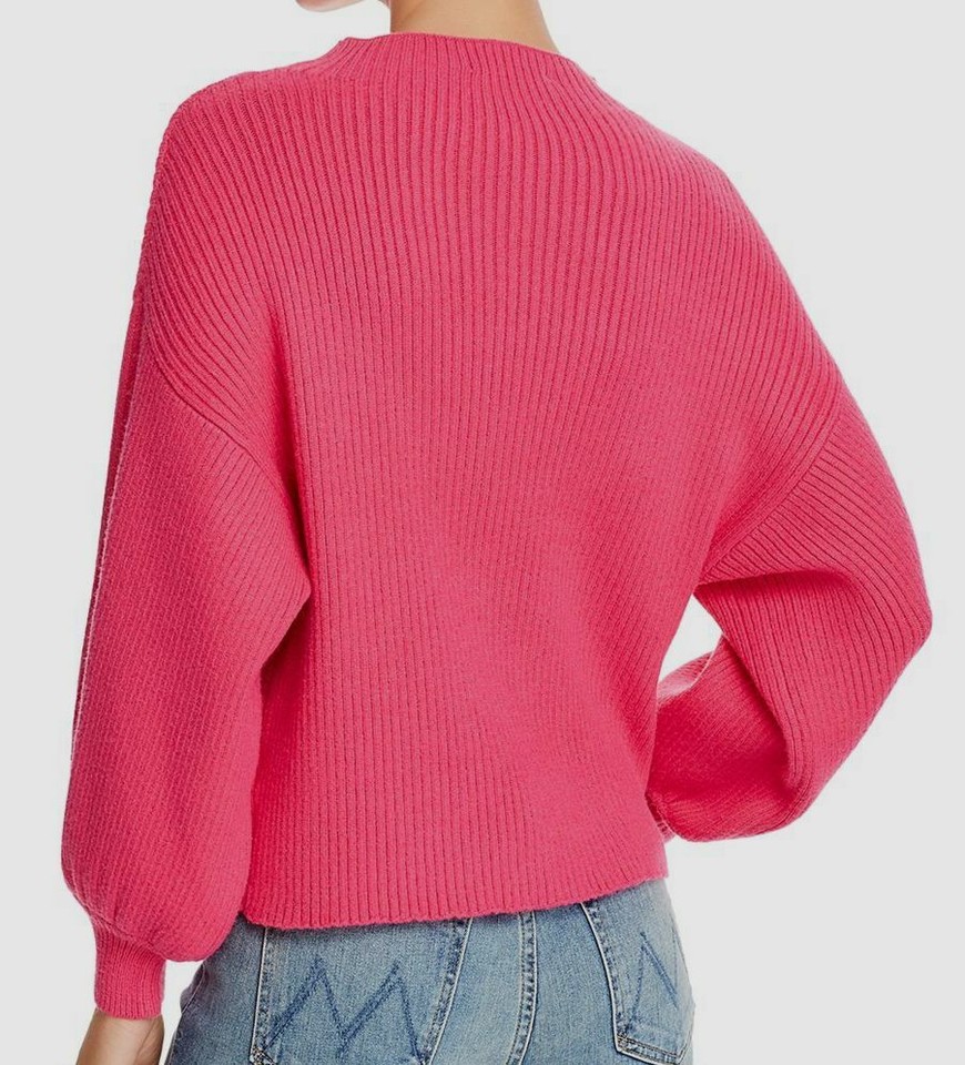 $298 Line & Dot Womens Pink Funnel-Neck Long-Sleeve Ribbed Sweater ...