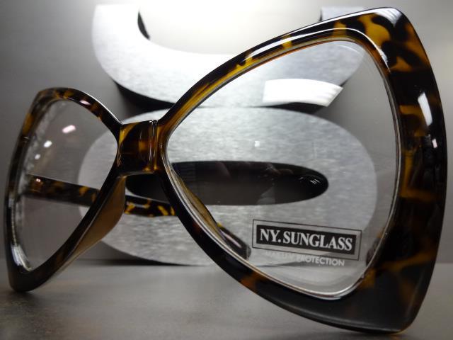 OVERSIZE EXAGGERATED HUGE Clear Lens EYE GLASSES Unique Bow Shaped ...