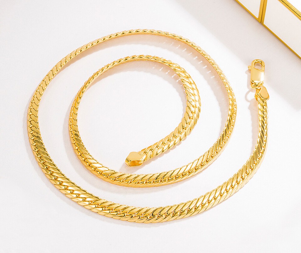 Solid 925 Sterling Silver Flat Snake Curb Chain Necklace 6mm 24" for ...