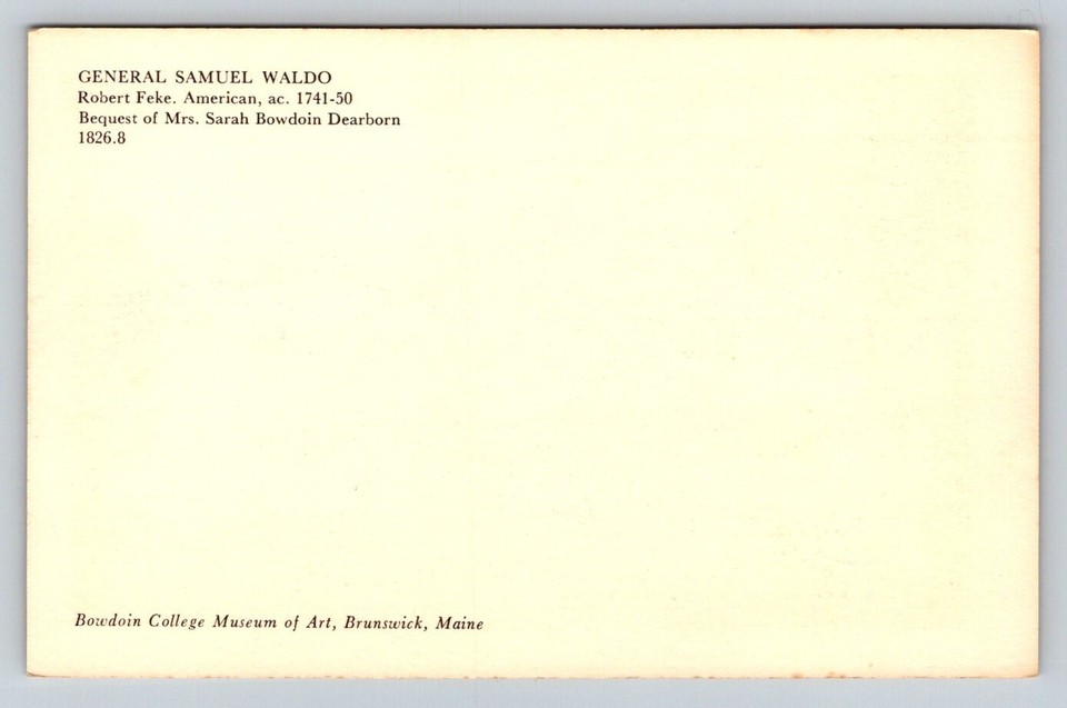 General Samuel Waldo Painting by Robert Feke c1950 Postcard | eBay