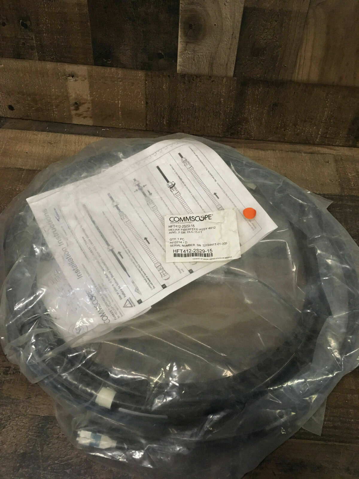 Commscope HFT412-2S29-15, 15' Heliax Fiber Feed Hybrid Cable Assembly ...