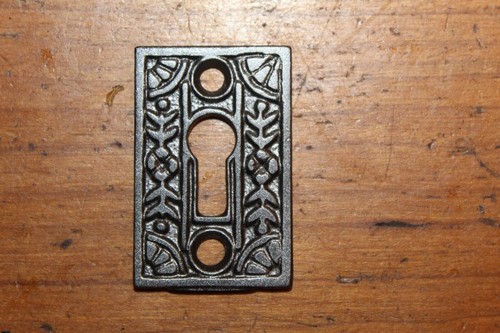 Small Ornate Antique Cast Iron Curio or Furniture Keyhole Escutcheon CC ...