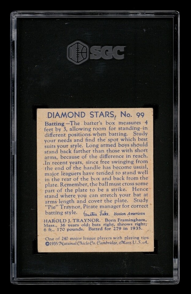 1934-36 Diamond Stars Set-Break # 99 "Pie" Traynor 1936 SGC 4 VG EX | eBay