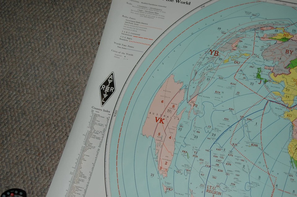 VTG ARRL American Radio Relay League Amature Ham World Map | eBay