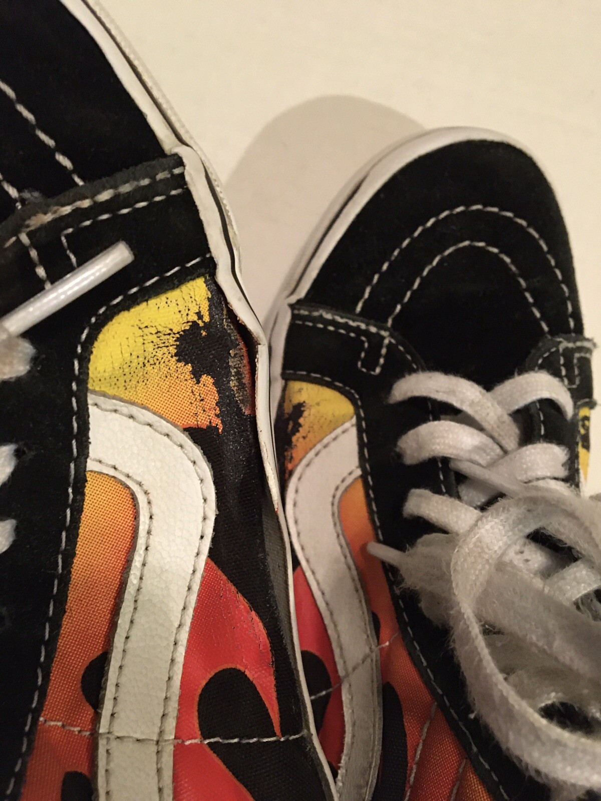 Vans Suede Leather Canvas Fire Flames High-Top Sneak… - Gem