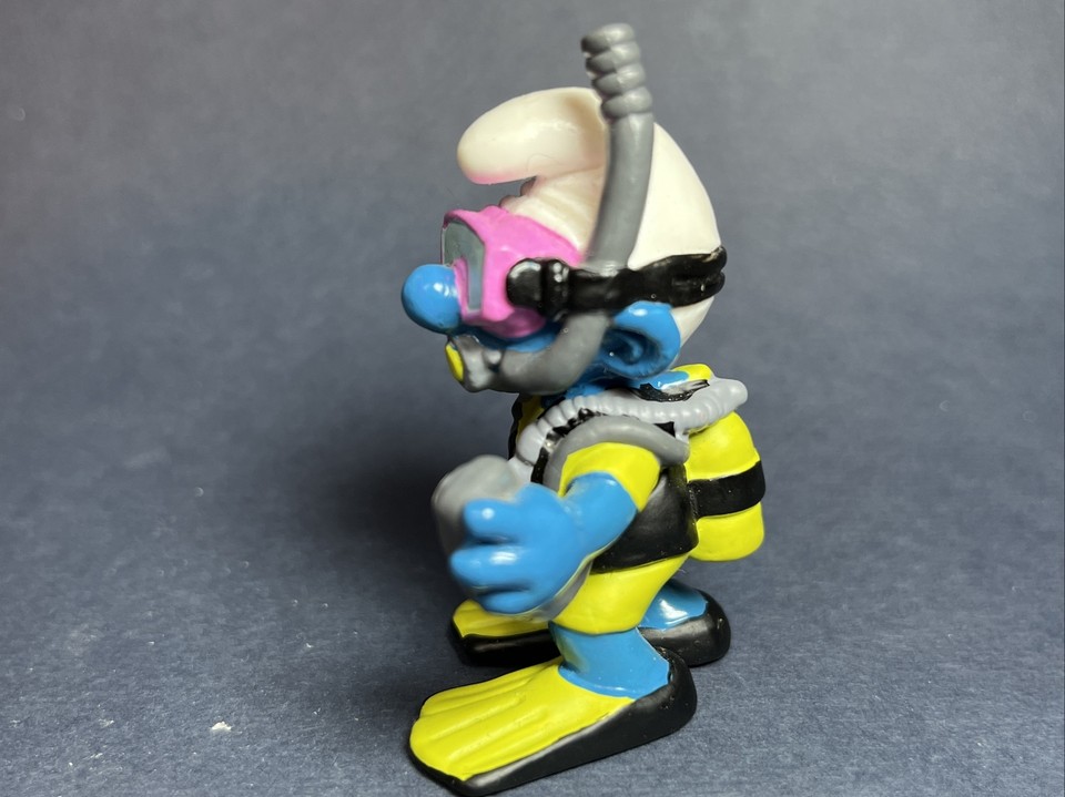 Smurfs 20466 Scuba Diver Smurf Rare Vintage Figure Toy Mask Snorkel PVC ...