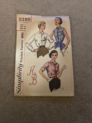 Simplicity Sewing Pattern 2195 Women’s Blouse Size 14 Bust 34 Cut | eBay
