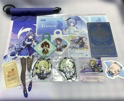 Genshin Impact Ganyu Anime Character Goods Set Keychains Stickers ...