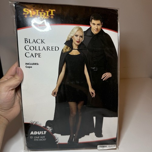 NWT Spirit Halloween Black Collared Cape One Size Adults Costume Unisex ...