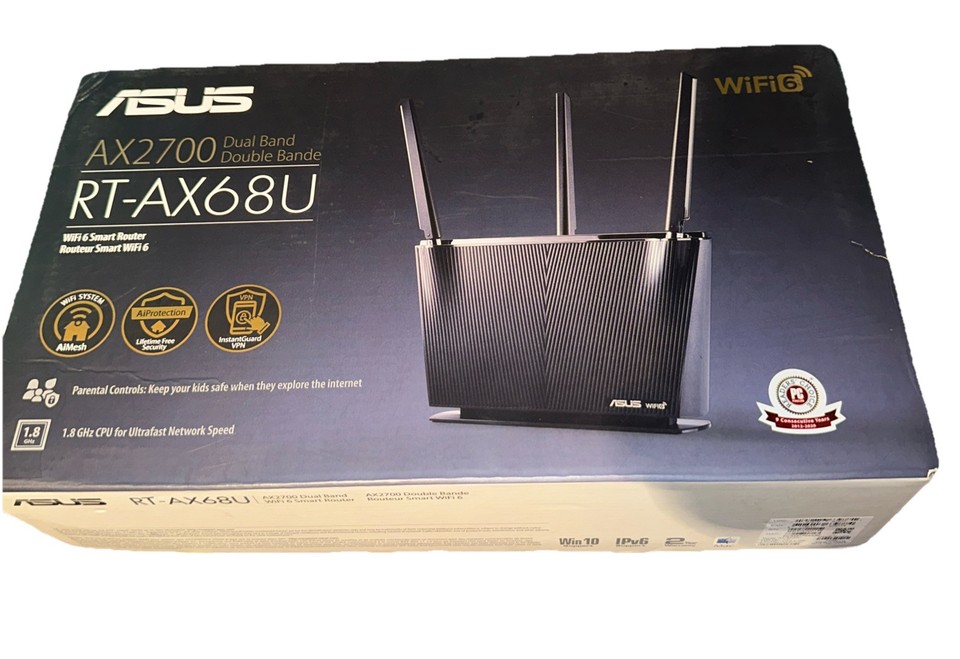 ASUS RT-AX68U AX2700 Dual-Band Wi-Fi 6 Router With Merlin, Black *FREE ...