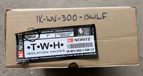 Noritz IK-WV-300-1-SW-LF 1" Lead-Free Tankless Water Heater Isolation ...