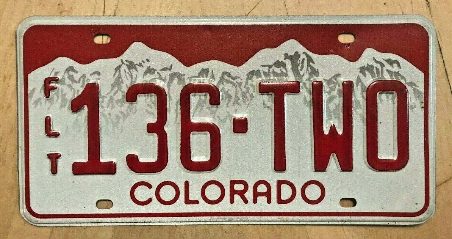 COLORADO FLEET RENTAL AUTO LICENSE PLATE " 136 TWO " CO 3 LETTER WORD ...
