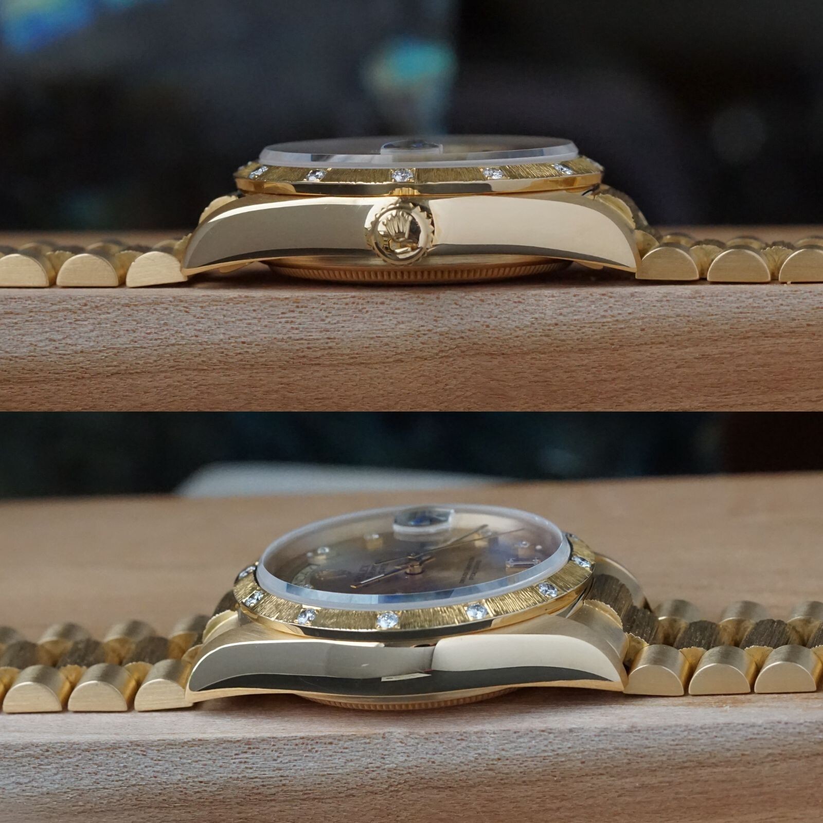 Rolex Day Date Ref. 18108 18k Gold President Bark & Diamond w/ Papers 36 mm 1987 | eBay