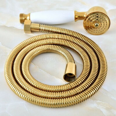 Gold Color Brass Bathroom Hand-held Shower Head + 1.5m Shower Hose ...