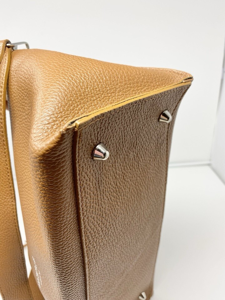 VIOLA CASTELLANI Milano Brown Pebbled Leather Shoulder Handbag W/Feet ...