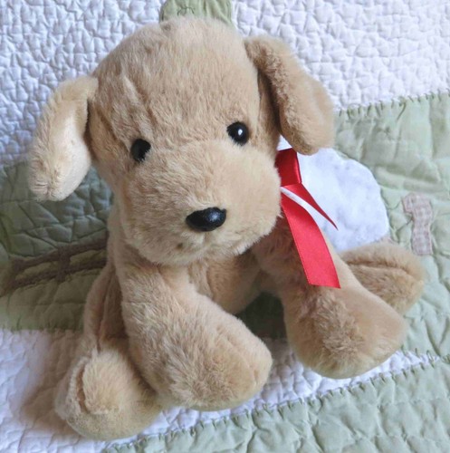 Animal Adventure Beige Yellow Lab Puppy Dog Toy w Red Satin Ribbon Neck ...