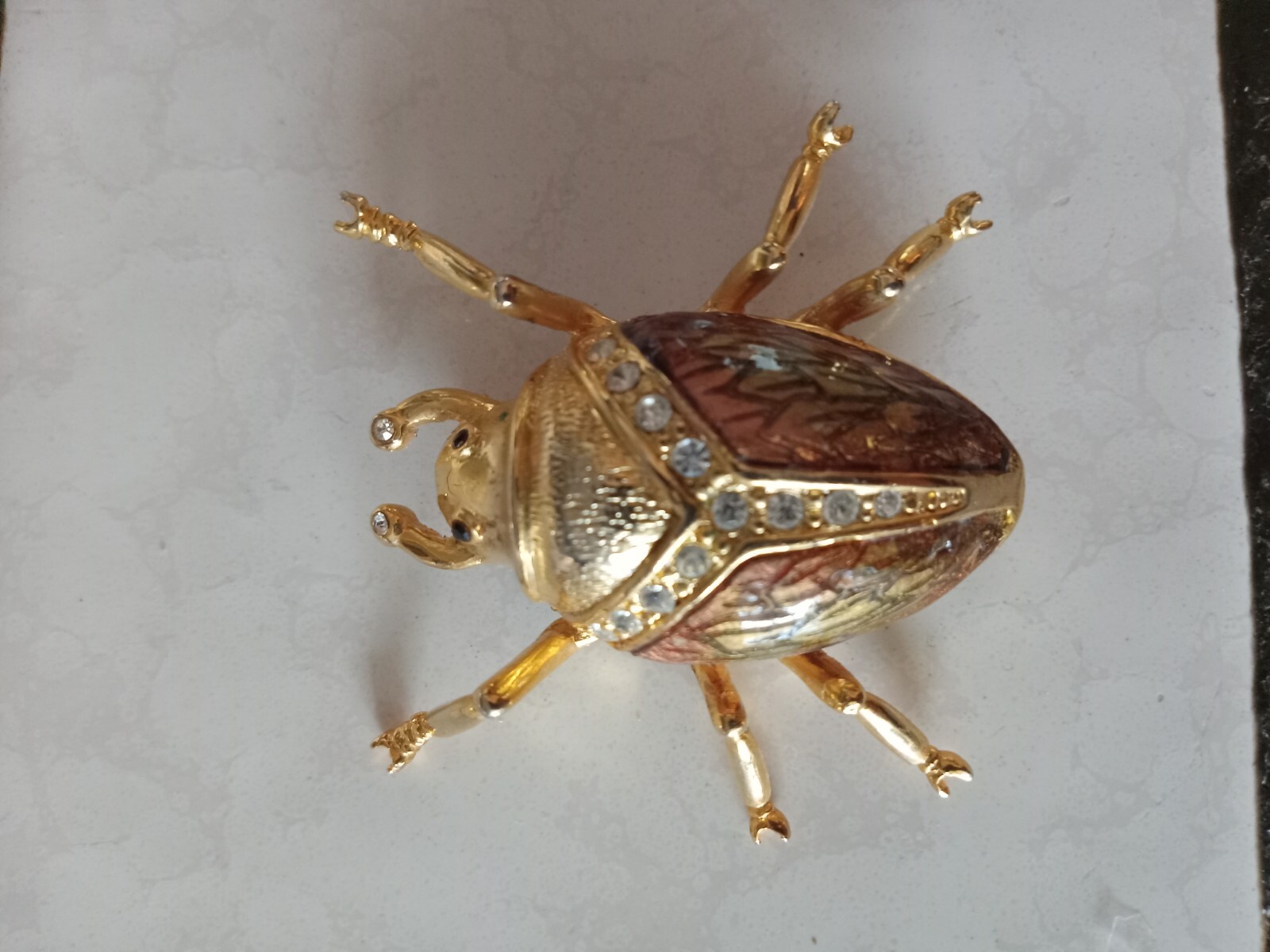 Vintage Lewis Stern Crystal Beetle Pin/Brooch Scarab/… - Gem