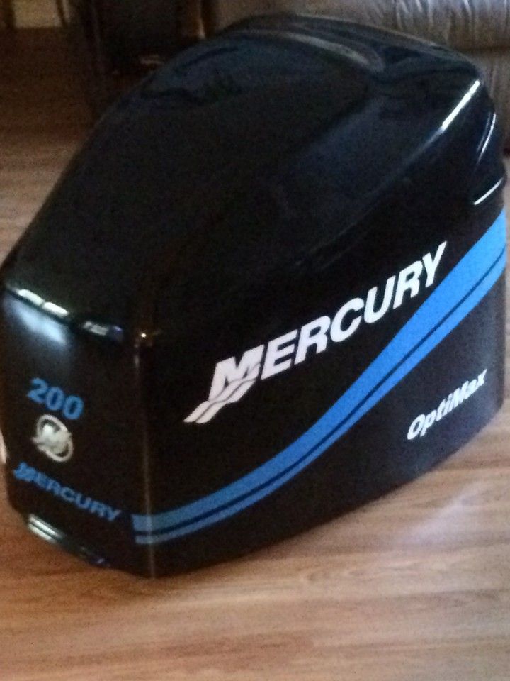 MERCURY BOAT MOTOR COWL DECAL SET Saltwater Series Blue Stripe + Size ...