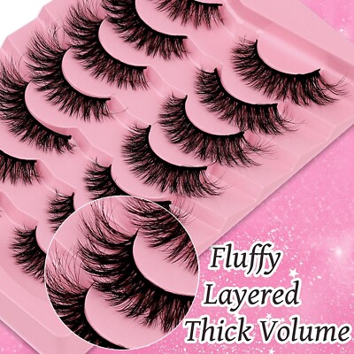 7 Pairs 3D Fluffy Cat Eye Faux Mink Lashes | Natural & Dramatic ...
