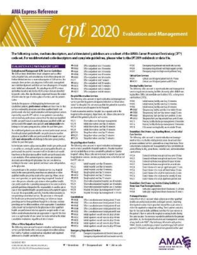 CPT 2020 Express Reference Coding Card: Evaluation and Management ...