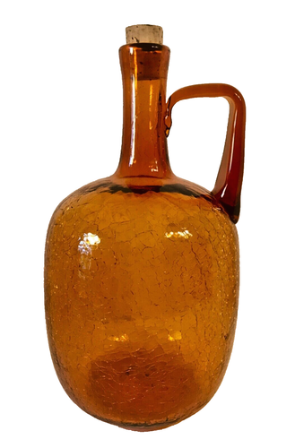 Blenko Hand Blown Crackle Glass 6526 Jug Amber Honey Joel Myers c1963 ...