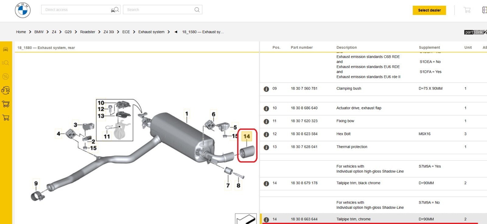 Genuine BMW Z4 G29 Z4 20i 30i Roadster Tailpipe Trim Chrome 18308663644 ...