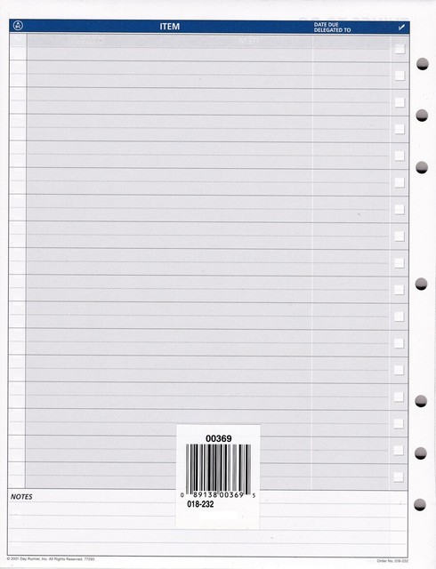 Day Runner Things to Do Pages 8 1/2 X 11 Fits 3 & 7 Ring Binders for ...