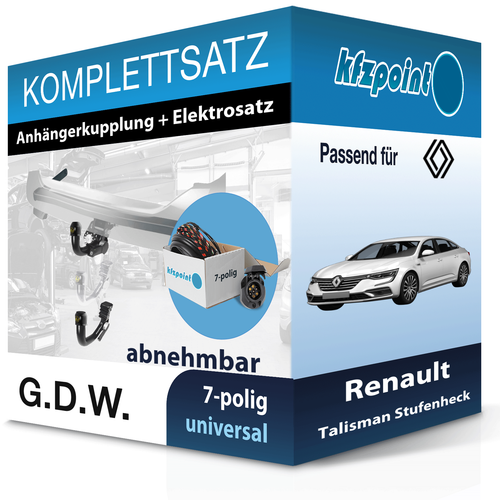 Für Renault Talisman 15- G.D.W. Anhängerkupplung abnehmbar + 7polig E ...