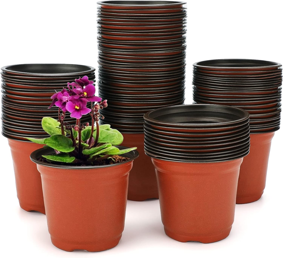 100 Pack Nursery Pots, 4 Inch Nursery Pot for Plants, Plastic Plant ...