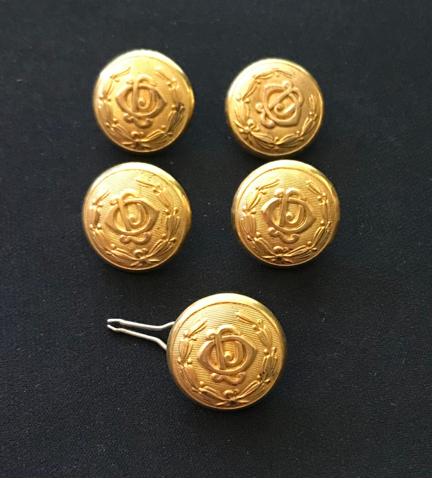 Lot of 5 Oakland Police OP Brass Shank Back Buttons 23mm Scovill ...