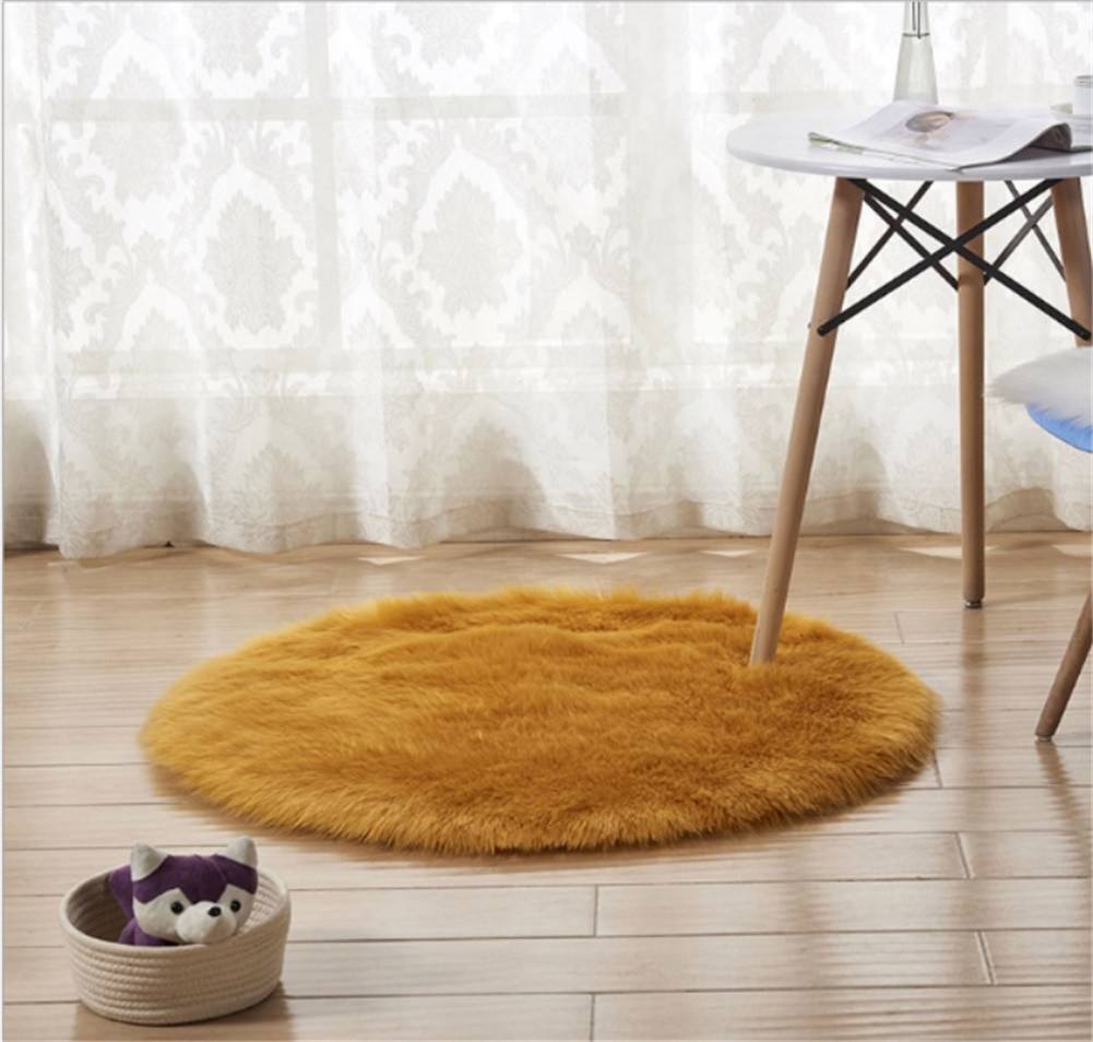 Soft Fluffy Faux Fur Circular Sheepskin Rug Round Floor Mat Available ...