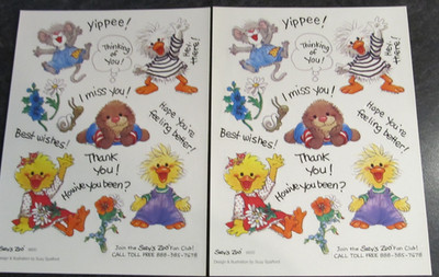 Vintage Suzy's Zoo Stickers 2 Sheets 9600 Yippee!! Witzy & Friends /I ...