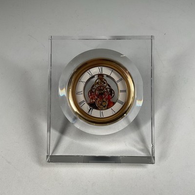 Vintage Hoya Crystal Glass Mantle Clock Heavy Desk Clock Japan ...