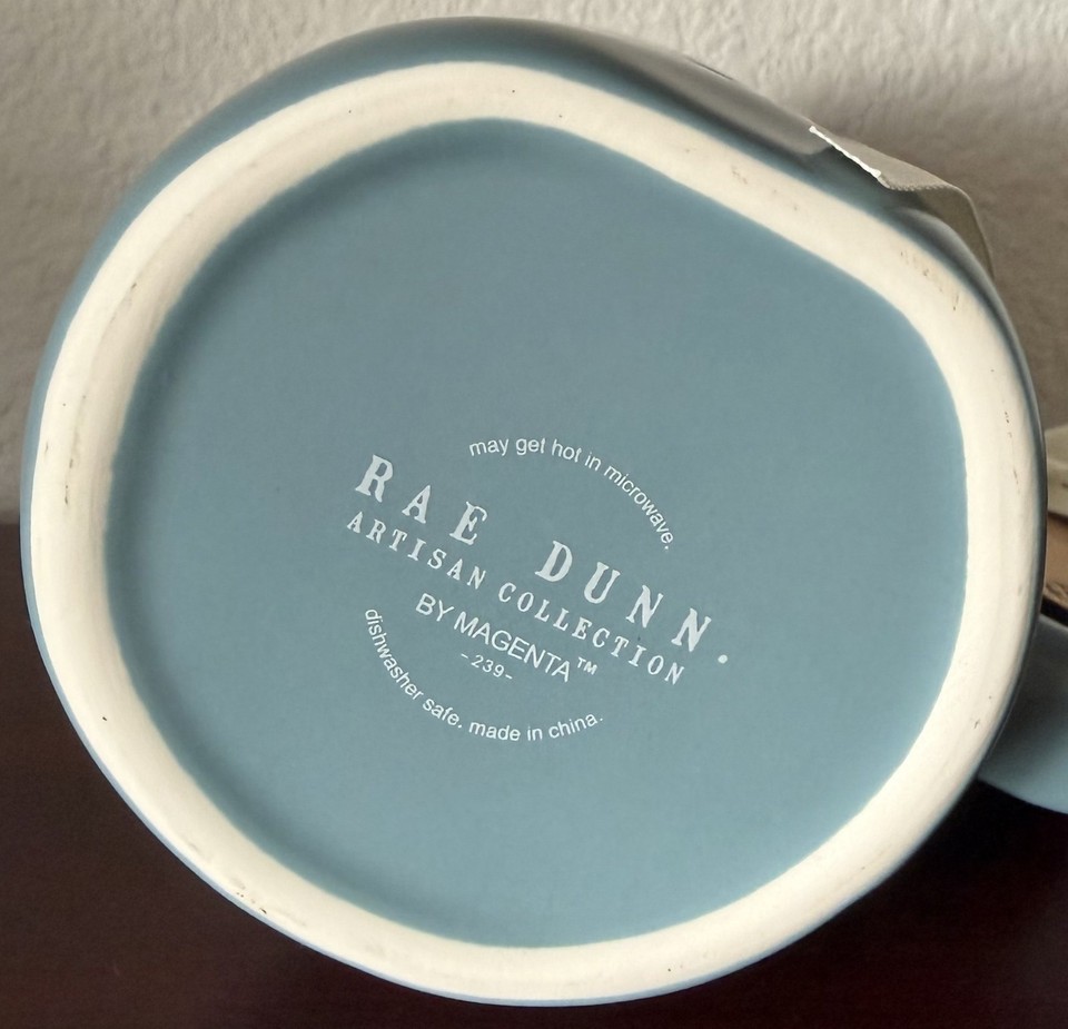 Rae Dunn PEACE ON EARTH & Angel Double Sided Matte Blue 18 oz Mug NWT ...